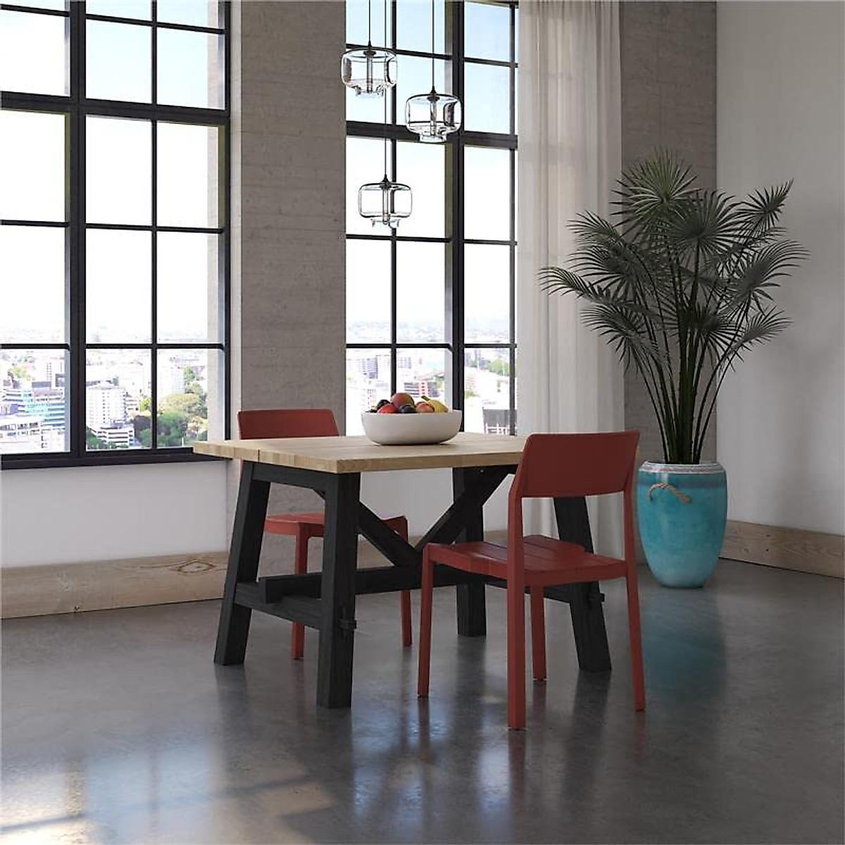 Novogratz Poolside Collection, Chandler Stacking Dining Chairs, Indoor/Outdoor, 2-Pack, Persimmon