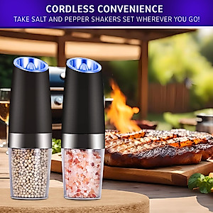 2Pcs Electric Salt and Pepper Grinder Set - Electric Pepper Grinder Automatic Salt and Pepper Grinder Set Electric Salt and Pepper Shakers - Gravity Electric Salt and Pepper Grinder Set Salt Grinder