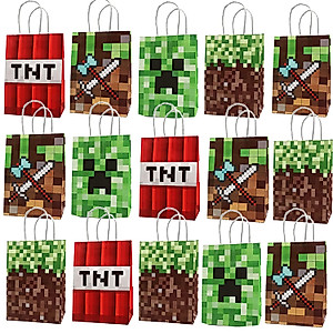48pc the new pixel Party Gift Bags,Gift Bags Party Supplies for Kids Cute marioo Themed Party, Birthday Decoration Gift Bags Well for Girls or Boys