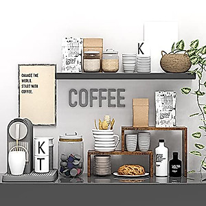 GiftGo 2 Tier Stackable Expandable Corner Spice Rack for Kitchen Countertop Cabinet & Pantry Organizer Rustic Brown Wooden Corner Shelf Rack for Desktop Storage