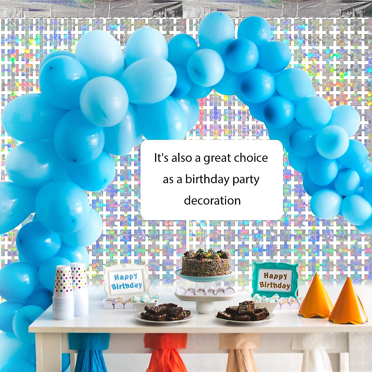 5 Packs Disco Foil Curtain, Retro 70s Disco Silver Metallic Foil Curtain Backdrop for Disco Bachelorette Party,Bridal Shower, Wedding Supplies