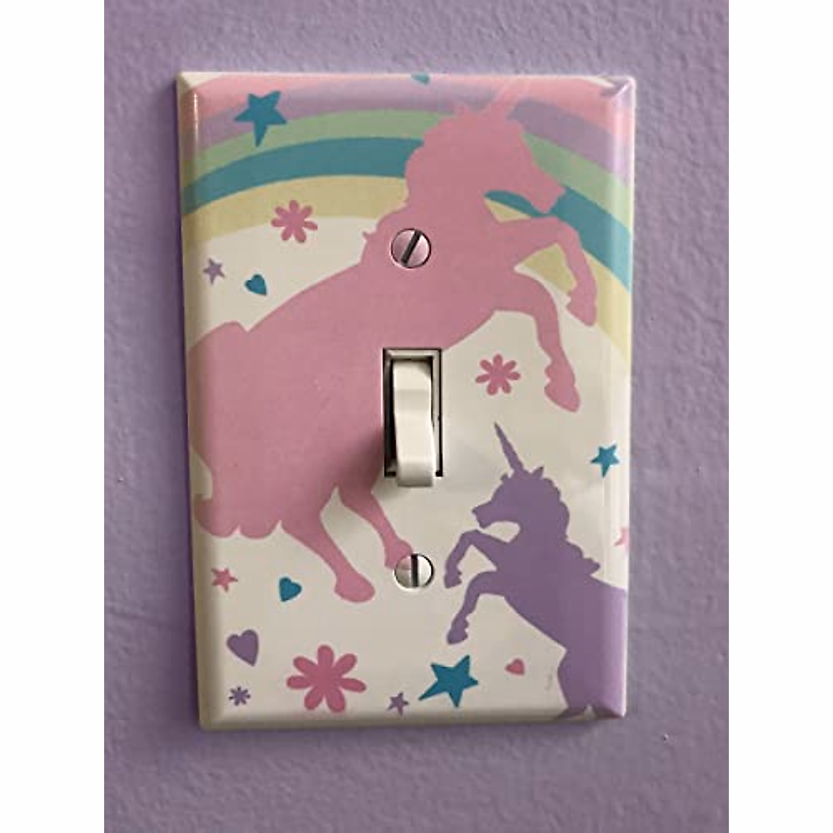 Girls Light Switch Cover Plate Kids Decorative Nursery Teen Toddler Room Decor Bedroom Bathroom Playroom (Pastel Unicorn)