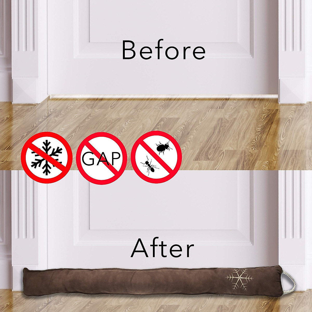 Simply Genius Cold Weather Door Draft Stopper - 36 Inch Brown Wind Blocker for Door Bottom and Window Sill