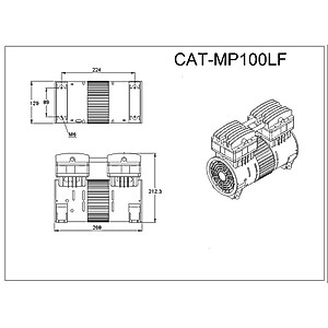 California Air Tools MP100LF 1.0HP Ultra Quiet and Oil-Free Air Compressor Motor