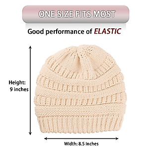 Winter Knit Beanie for Women Satin Lined Cable Thick Chunky Cap Mens Soft Lined Slouchy Warm Hat Beige