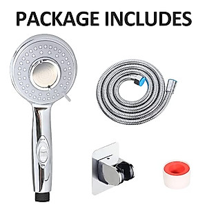 RV Shower Head with Hose and on off switch - High pressure shower head replacement for Bath room、RV、Motor home、Boat、Travel Trailer and Camper - with Stainless Steel 60'' Hose and bracket