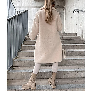 Vliolat Womens 2022 Winter Coats Fuzzy Fleece Long Hooded Jackets Button Down Faux Fur Warm Outwear with Pockets