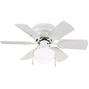 Design House 157321 Atrium 30-Inch Traditional Indoor Hugger/Low Profile Mount Ceiling Fan with Light Kit, Reversible Blades, White