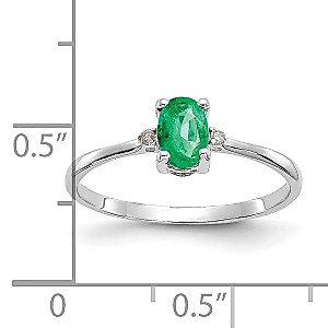 IceCarats 14K White Gold Diamond Green Emerald Ring Gemstone Band April May Birthstone Jewelry Size 6