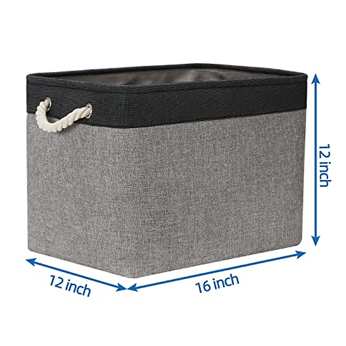 Temary Storage Baskets 6 Pack Small Fabric Storage Bins with 2 Pcs Large Baskets for Organizing Towels, Blankets (Black&Gray, 11.8Lx7.9Wx5.3H Inches, 16Lx12Wx12H Inches)