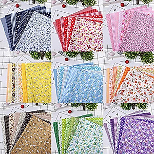 liuqingwind Quilting Fabric 7Pcs 25x25cm Floral Patchwork Cotton Fabric Plain Cloth for DIY Sewing Quilting Navy Blue