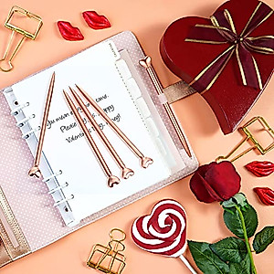 24 Pcs Heart Shaped Pens Retractable Metal Cute Heart Pens 1.0 mm Black Ink Ballpoint Decorative Pens Engagement Gifts for Women School Office Wedding Bridal Shower Valentine's Day(Rose Gold)