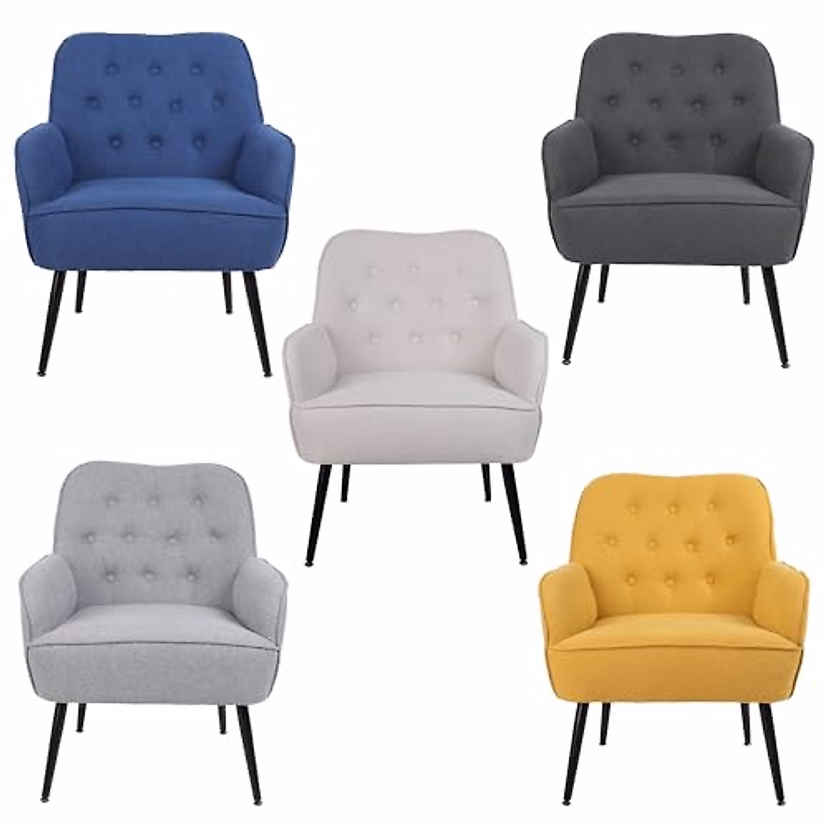 RIDFY Modern Mid Century Chair,Velvet Sherpa Armchair,Accent Chair with Metal Legs,Upholstered Single Sofa Side Chair for Living Room,Bedroom,Office,Teens,Women,Girls,Easy Assembly (Dark Gray)