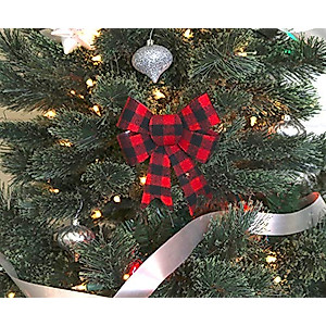 Iconikal 5-Loop Flannel Bows, Red Buffalo Plaid, 5 x 7-Inch, 12-Pack
