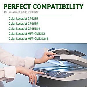 125A Toner Cartridges 4-Pack Replacement for HP Color CP1215,CM1312nfi,CM1312 MFP,CP1518ni ,CP1515n Printer Ink (Black,Cyan, Magenta, Yellow)