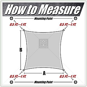 ColourTree 10' x 20' Grey Sun Shade Sail Rectangle Canopy Fabric Cloth Screen, Water Permeable & UV Block UPF50, Heavy Duty, Carport Patio Outdoor - (We Customize Size)