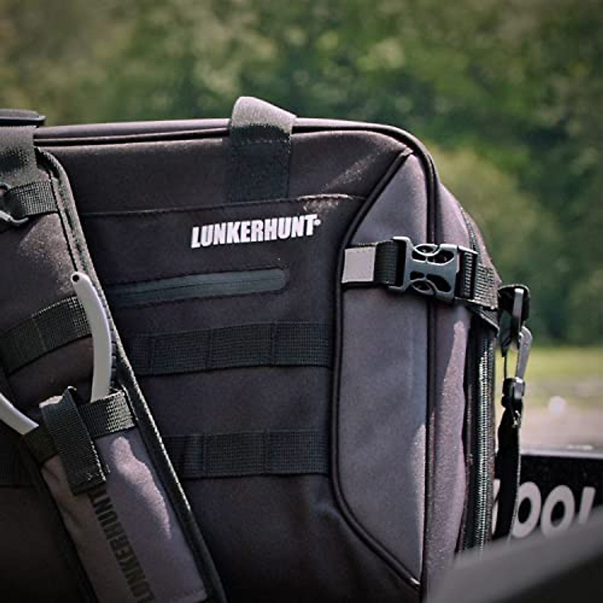 Lunkerhunt Fishing Sling Bag with Adjustable Strap | Tackle Bag with Tackle Box trays (1 included) | 2 Removable Fishing Gear Bags | Water-Resistant TPE fabric |Messenger Bag for Fishing