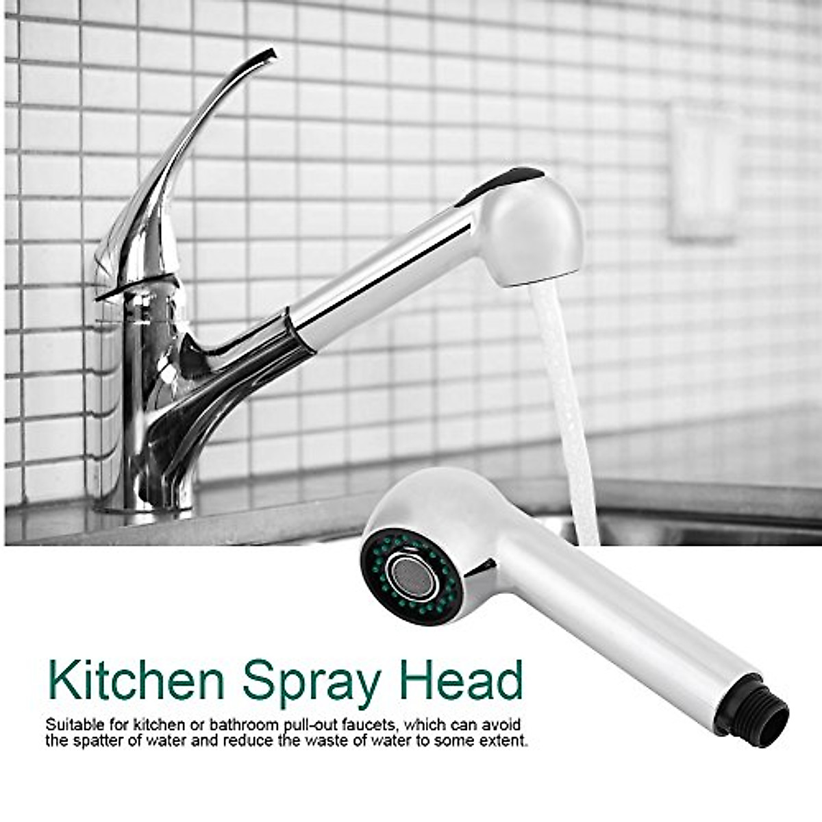 Kitchen Sink Faucet Sprayer Head Replacement, G 1/2 Pull Out Spray Head with 2-Functions for Kitchen Bathroom