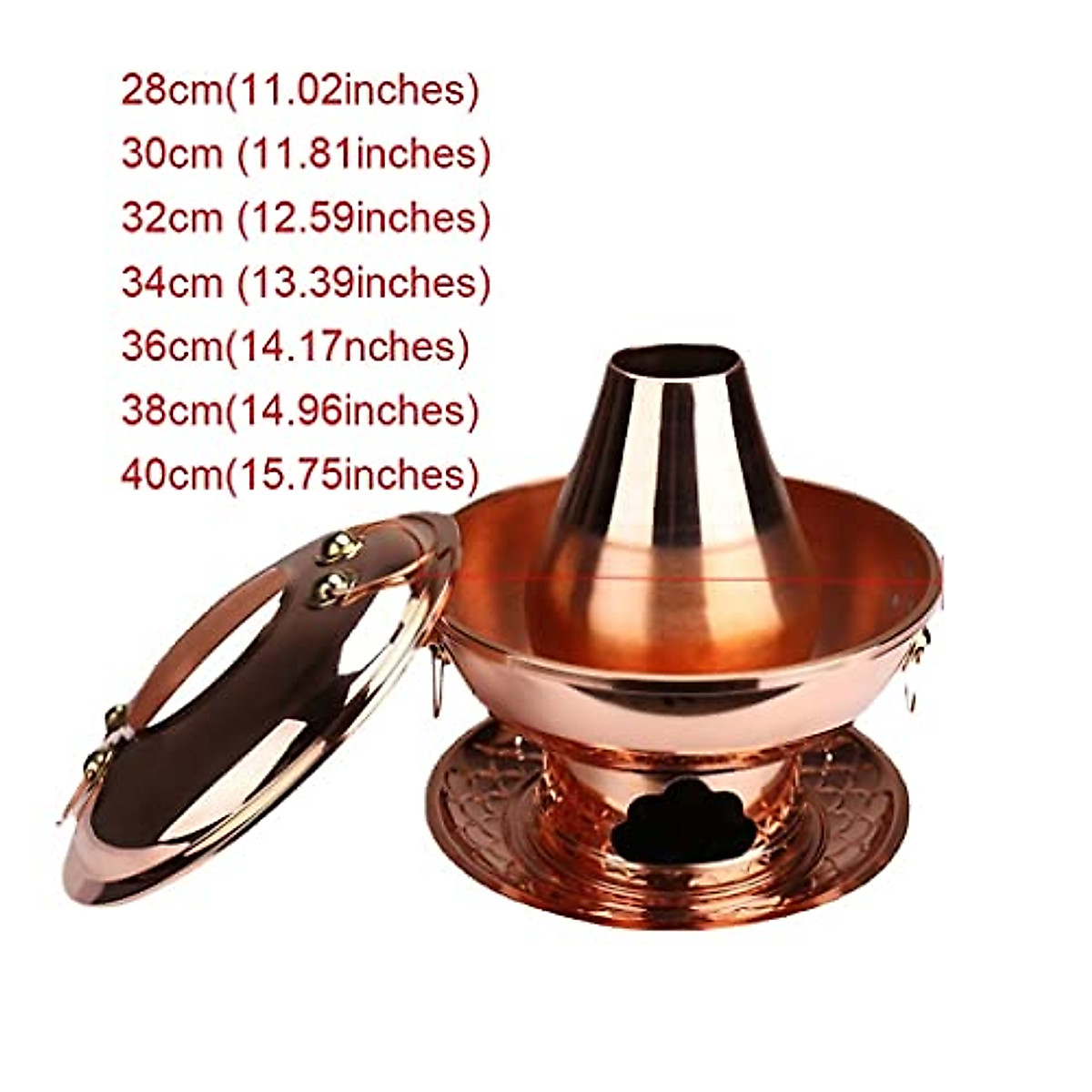 Chafing Dishes Chinese Traditional Old Beijing Charcoal Copper Hot Pot, Pot Shabu, Camping Home Use，Cook Cooking for Unusual Gift (Color : Brass, Size : 30cm)