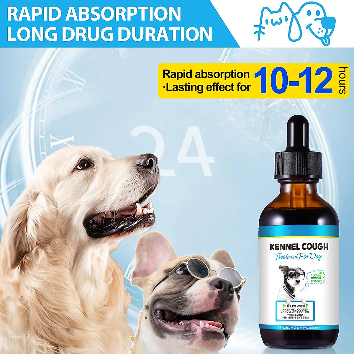 Kennel Cough Treatment for Dogs, Kennel Cough Herbal Drops, Dog Cough Relief - Dog Seasonal Allergy Relief, Dog Itch Relief, Support Dog Cough Care About Dry, Pet Cough Relief - 2.02 Fl.oz / 60 ml