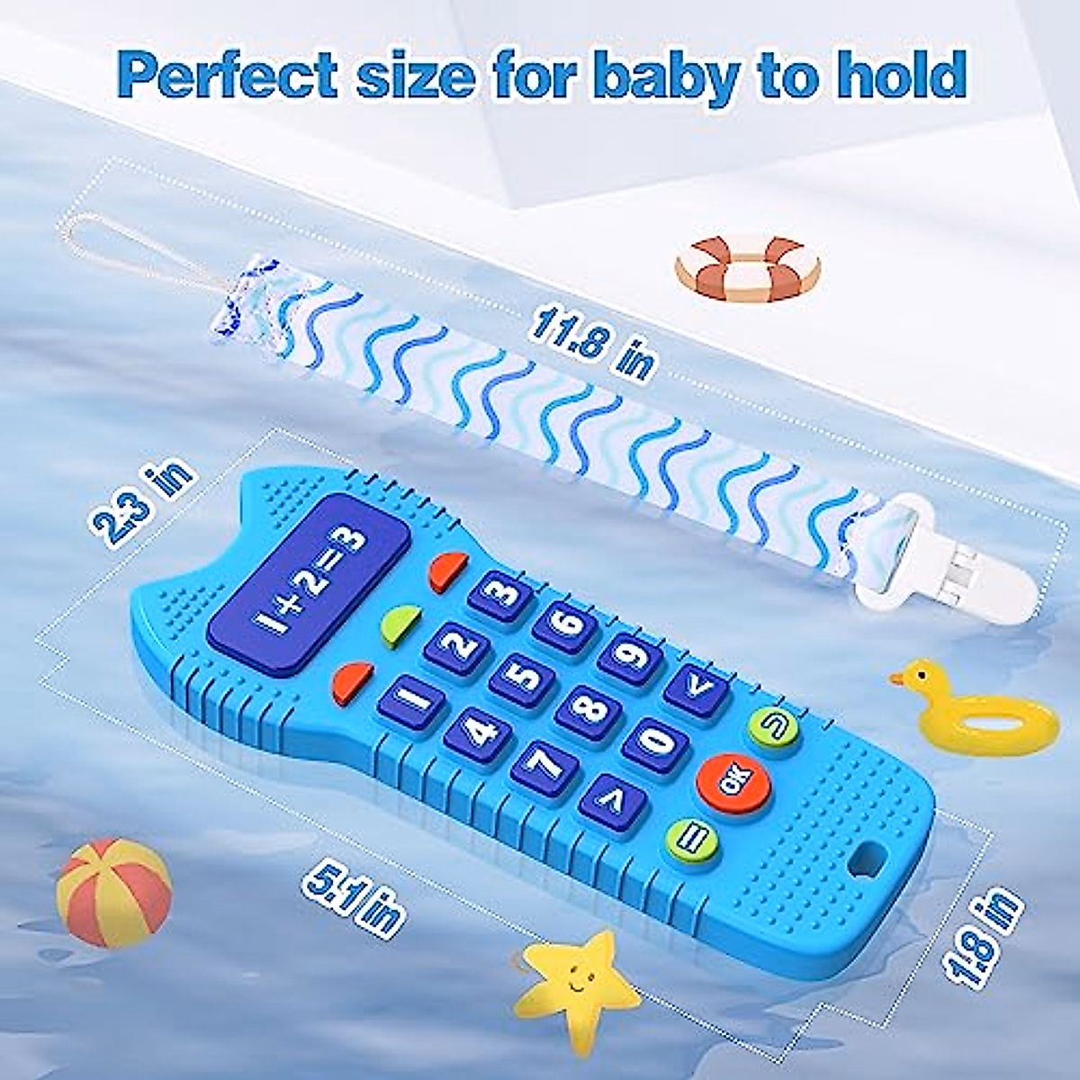 Safeswee 2 Pack Baby Teether, Montessori Teething Toys for 6-12 Months, Calculator Shape Remote Chew Set, Sensory Teething for Boys and Girls