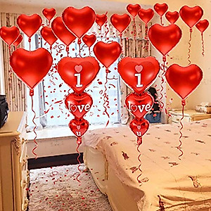 20 + 2 I Love You Balloons - Helium Supported - Love Balloons - Valentines Day Decorations and Gift Idea for Him or Her, Wedding Birthday Decorations | Valentine Balloons ,Ribbon & Straw Included