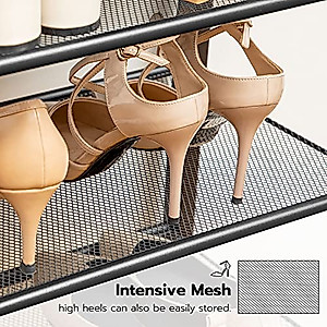 HOOBRO 8 Tier Shoe Rack, Narrow Shoe Storage Organizer with 7 Metal Shelves, Saving Space, Stable and Sturdy, Hold 14-21 Pairs of Shoes, for Entryway, Hallway, Living Room, Rustic Brown BF48XJ01