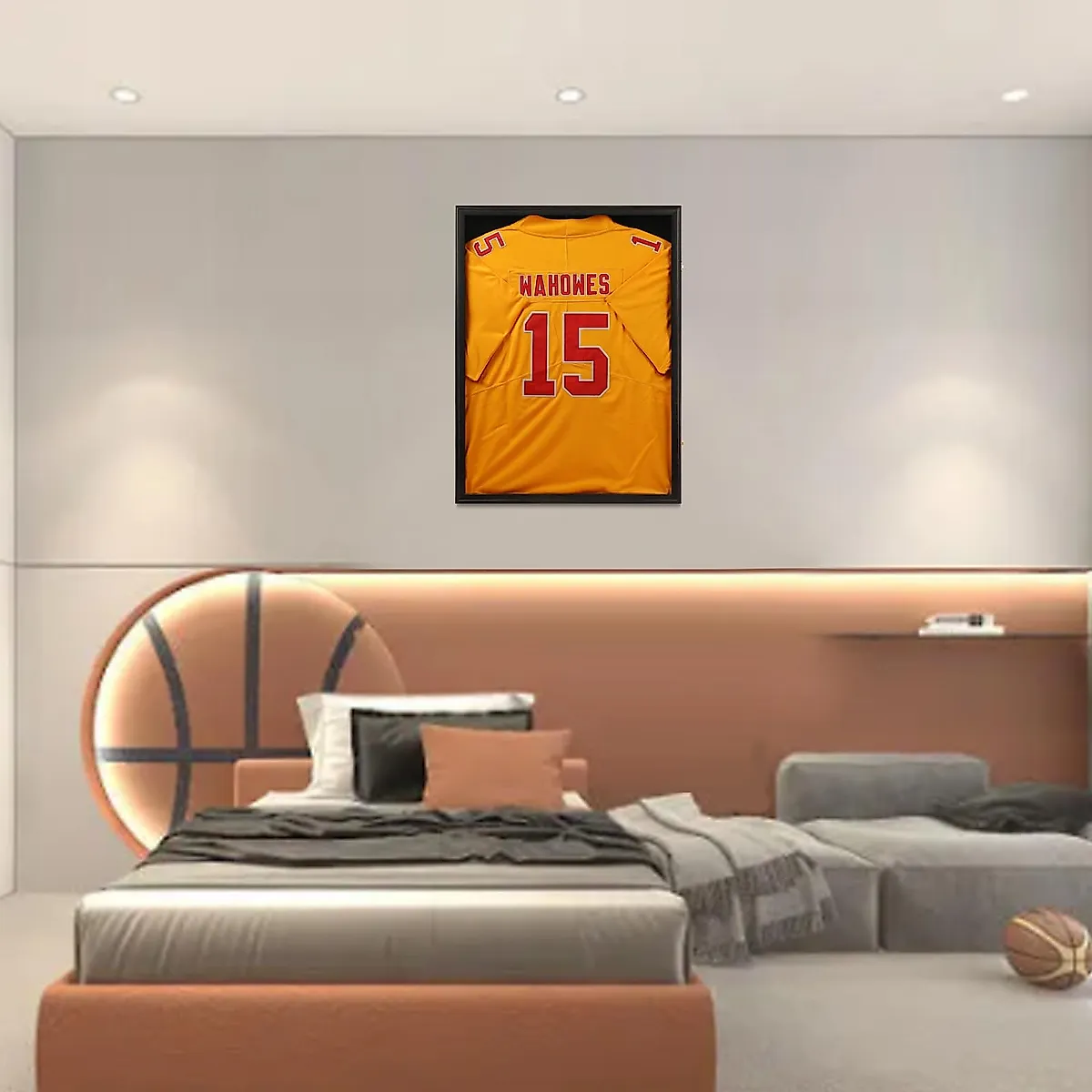 Tieeqe Jersey Frame Display Case - Lockable Shadow Box with 2 Wall Hangers and 98% UV Resistant Acrylic - Black Wood