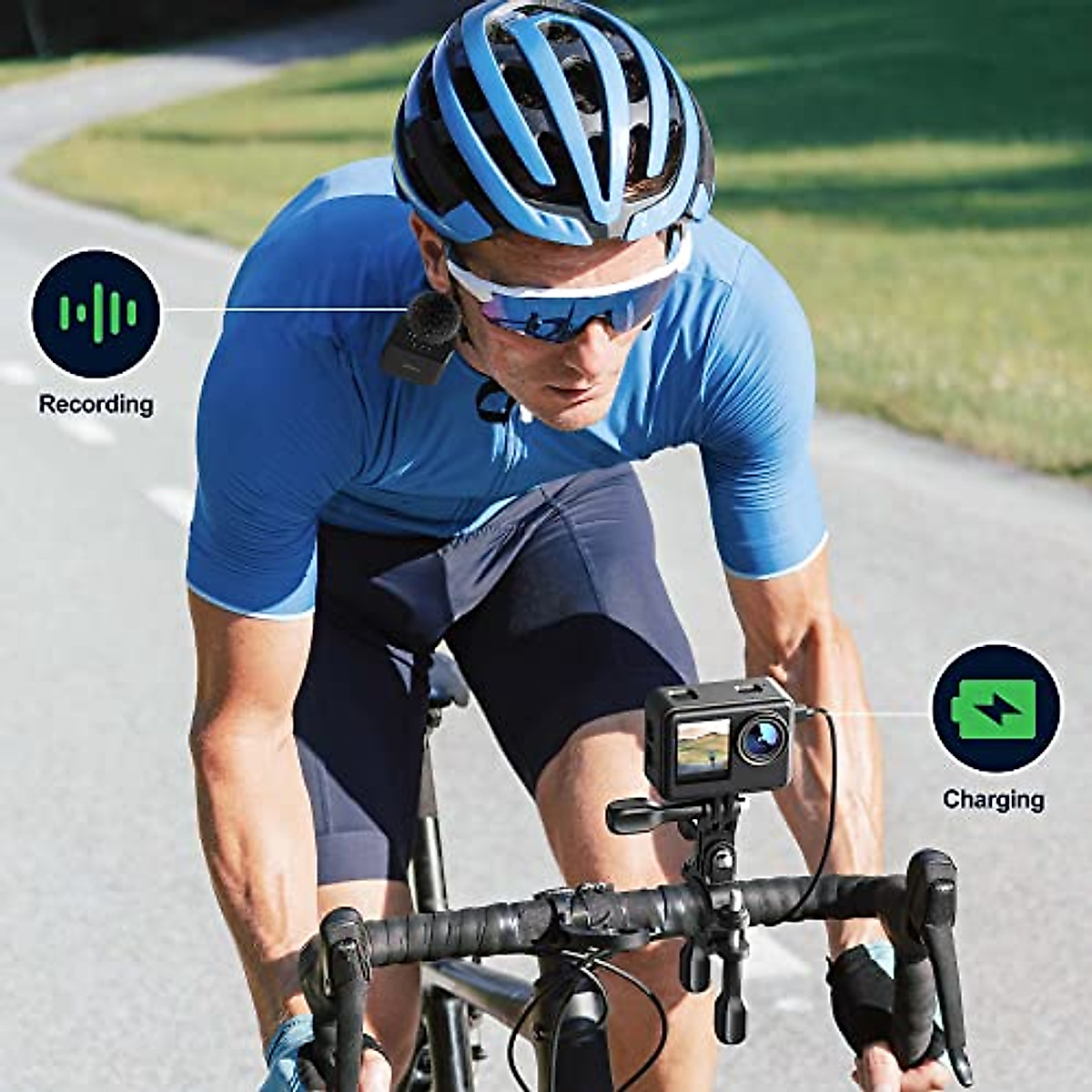 Waterproof Action Camera 4K-Ultra HD 60FPS 24MP 40M Underwater Helmet Vlog WiFi Camera，8X Zoom Touch Dual Screen EIS Stabilization Cam/Wireless Mic/Remote Control/Battery*2/Charger/Accessories Kit