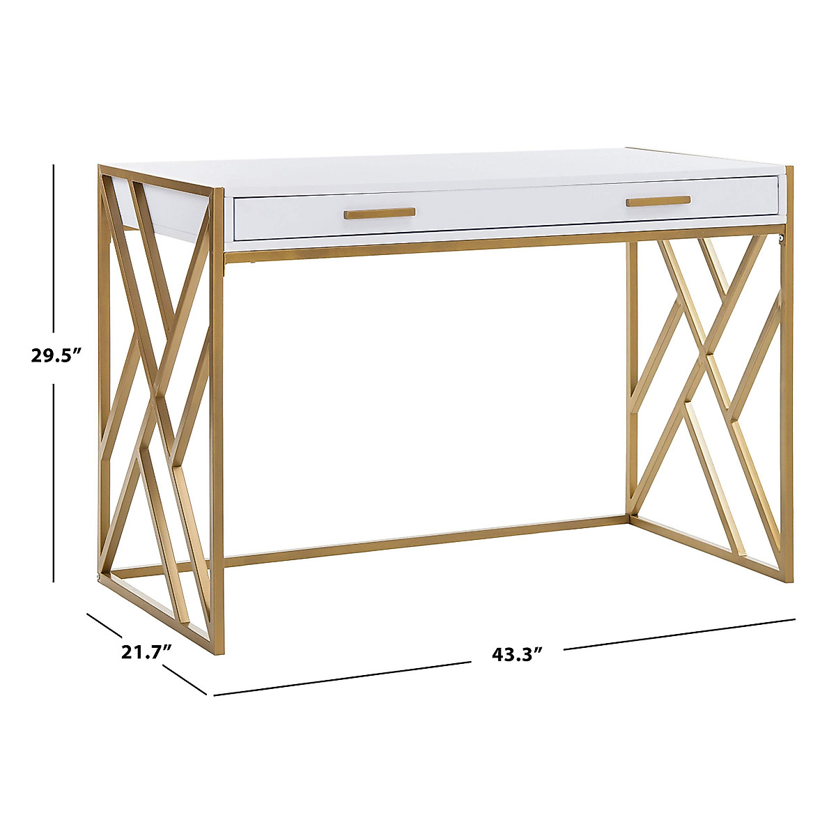 Safavieh Home Office Elaine Modern White and Gold 1-drawer Desk