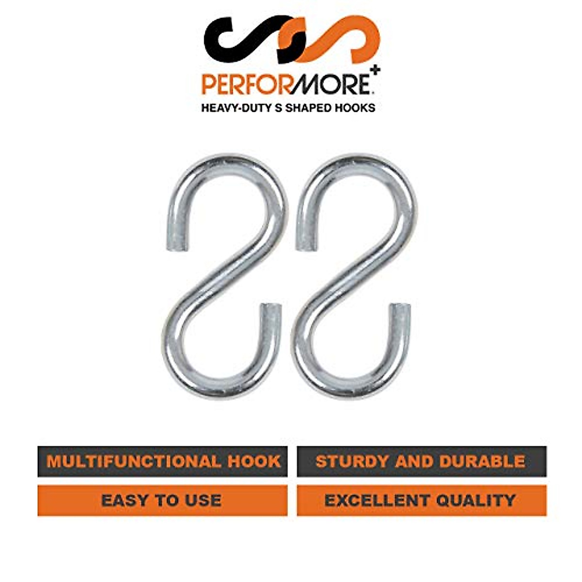 Performore 3 Inch S-Shaped Nickel Hooks Hangers Heavy-Duty Stainless Steel Nickel Hanger Storage Rack for Closet, Work Shop, Bathroom, Garden, House Kitchen (2 Pack)