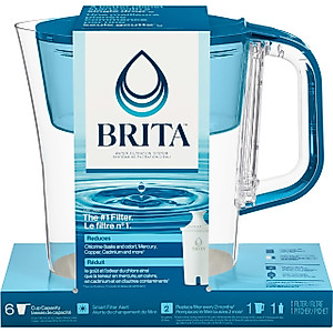 Brita Small 6 Cup Denali Water Filter Pitcher with 1 Brita Standard Filter, Made Without BPA, Transparent Teal