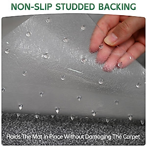 100pointONE Office Chair Mat for Carpets - 53'' x 45'' 0.09'' ThickTransparent Floor Mats for Flat Low and No Pile Carpeted Floors, with Grippers (53'' X 45'' Rectangle)
