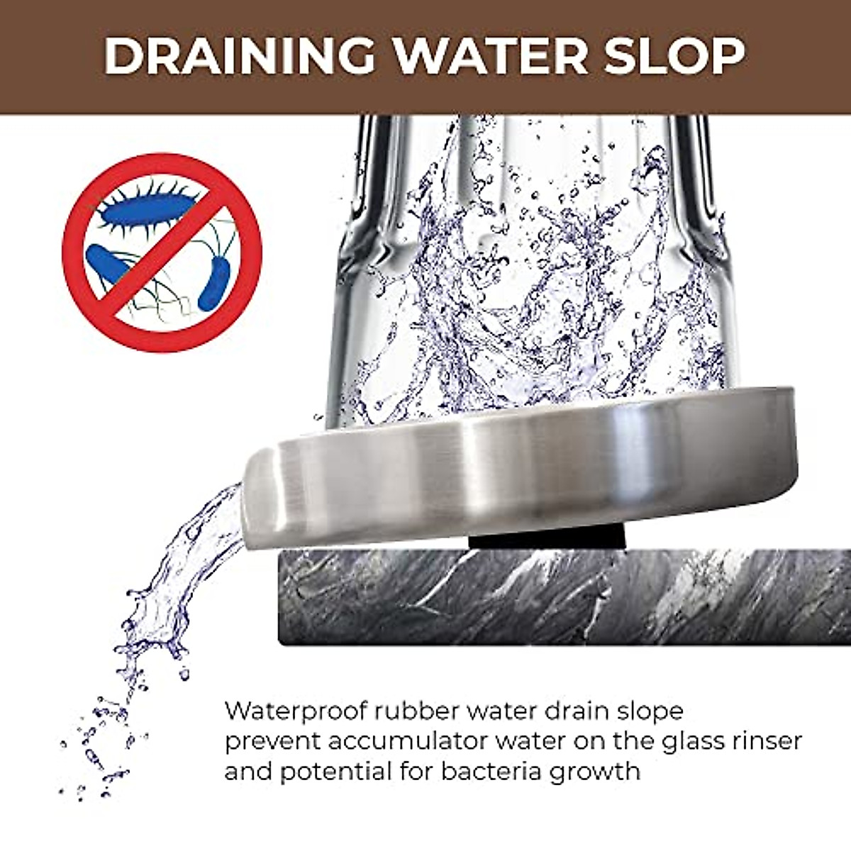 Glass Rinser for Kitchen Sink with Cleaning Brush | Stainless Steel Bottle Washer | Faucet Cup Washer Sink Attachment Accessory for Bar Sink