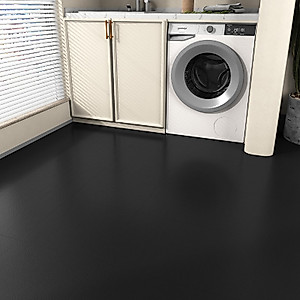 Pure Black Floor Tiles Peel and Stick Vinyl Flooring for Bathroom Kitchen 5PCS Self Adhesive Vinyl Flooring Tile Waterproof Stick and Peel Garage Floor Tiles Stick on Tiles 12''x12'' Floor Stickers