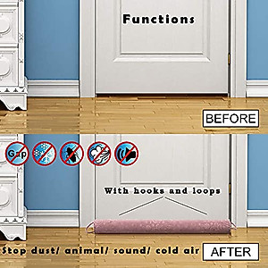 Weighted Door Draft Stopper 36 Inch, Pink Door Draft Noise Sound Blocker Snake Door Sweep with Loop and Weather Stripping Removable, Heavy Duty Draft Guard Windproof for Doors Windows