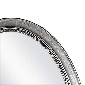MCS Beaded Oval Mirror, 21 x 31 in, Pewter
