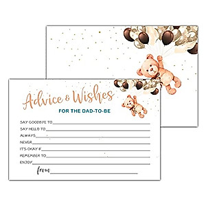 Little Bear Advice And Wishes Cards For The Dad-To-Be, Baby Advice Cards For New Dad, Baby Shower Party Game,Decorations Party Supply，25 Cards(bb012-JYK 004)