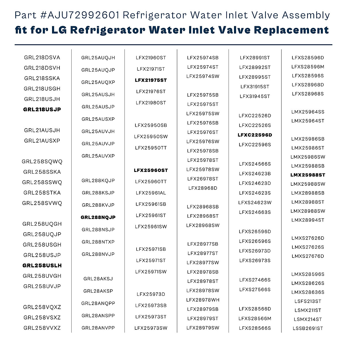 AJU72992601 Refrigerator Water Inlet Valve fit for LG fridge LFX LMX series,Replacement fit for Ken.more 795 series 79573055410 AP4671476 PS3533117 prime&swift