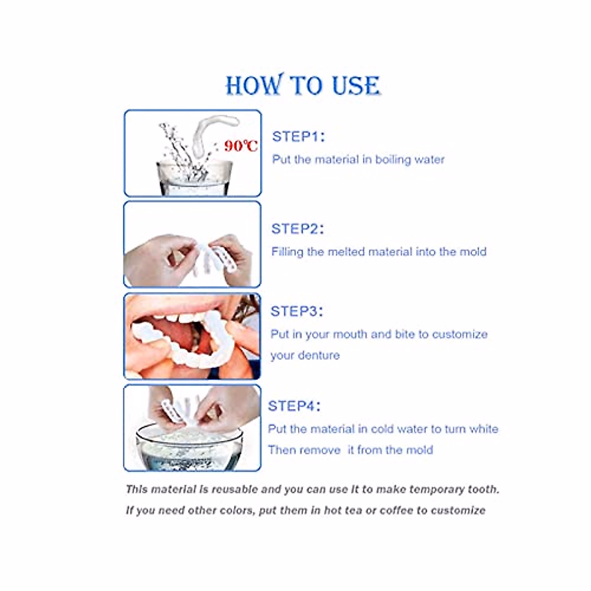 icehao Upper & Lower Teeth Veneers - Simulation Braces Snap On Smile Tooth Cover Perfect Whitening One Size Fits Most Comfortable Denture to Make White Beautiful Neatr (2pcs) 2 Count (Pack of 1)