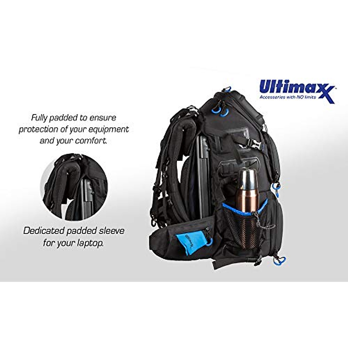 Ultimaxx Extra Large Camera DSLR/SLR Backpack for Nikon, Canon, Sony, Panasonic, Pentax, Olympus, and Fuji Cameras—an Outdoor Hiking/Travelling Backpack with 15.6 Laptop Compartment