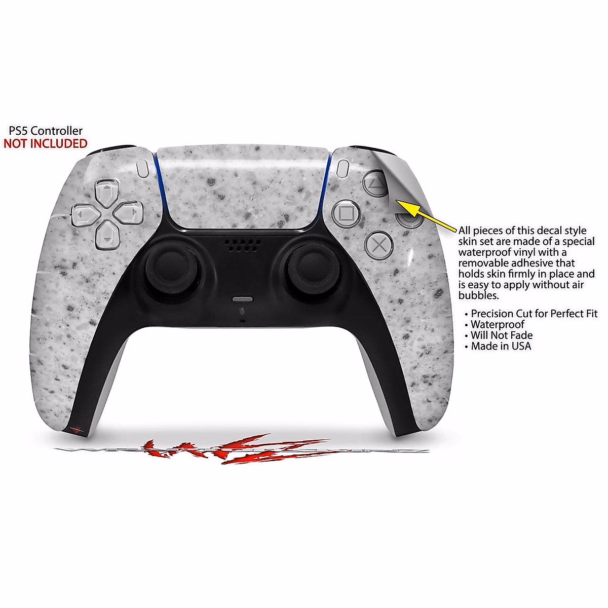 WraptorSkinz Skin Wrap compatible with Sony PS5 DualSense Controller Marble Granite 10 Speckled Black White (CONTROLLER NOT INCLUDED)