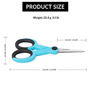 Asdirne 5” Detail Scissors, Embroidery Scissors with Sharp Stainless Steel Blade and Soft Handles, Great for Sewing, Craft, Office and School, 3 Pcs, Blue/Black