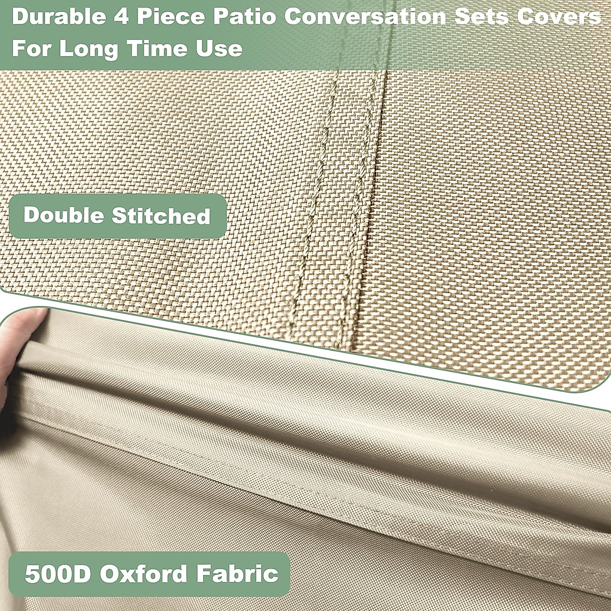 Gasadar Patio Furniture Cover Set, 4 Piece Outdoor Furniture Cover Waterproof, 600D Heavy Duty Lawn Patio Set Covers