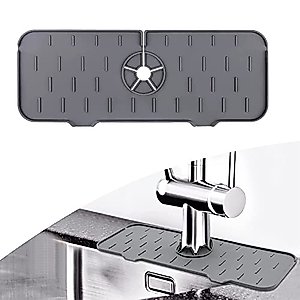 YGXS Kitchen Sink Faucet Splash Guard, Silicone Faucet Mat Sink Mat Silicone Sink Splash Guard Faucet Absorbent MatGrey Faucet YGXS-003 0