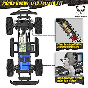 PANDA HOBBY RC Rock Crawler 4x4,RC Crawler 1/18 4WD Off Road RC Cars,RTR Remote Control Car for Adults,1:18 Scale RC Truck Cruiser Vehicle,Waterproof All Terrains Hobby RC Model Car,Tetra18 X1T,Green