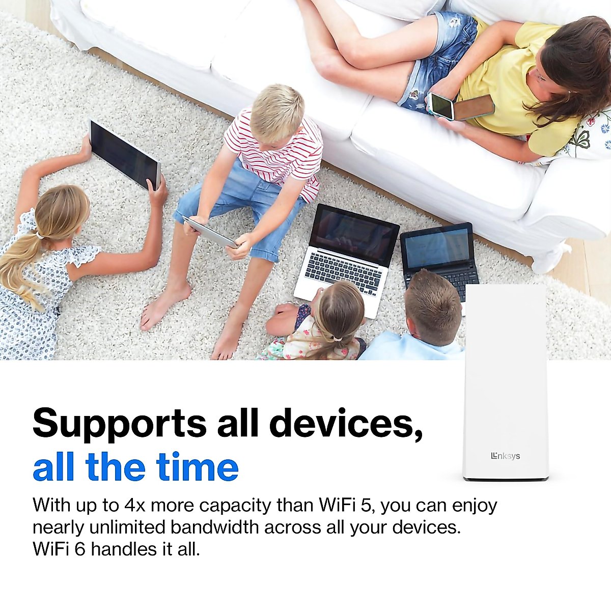 Linksys Atlas WiFi 6 Router Home WiFi Mesh System, Dual-Band, 6,000 Sq. ft Coverage, 802.11ax, 75+ Devices, Speeds up to (AX3000) 3.0Gbps - MX2000 3-Pack