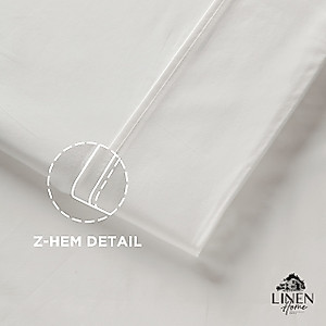 Linen Home 100% Cotton Percale Pillowcases Queen Size, White, 2 Pieces of Pillow Case, Crisp and Cool Strong Bed Linen, 20 inches X 30 inches