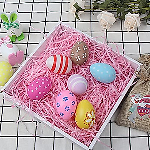 DIYASY Easter Pink Grass Basket Filler,7 Oz Shredded Paper for Easter Gift Box Crinkle Raffia Paper for Packaging Christmas Decoration