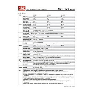 (12PACK) Mean Well NDR Switch Mode DIN Rail Slim and Economical Power Supply 90 ? 264V Ac Input NDR-120 Series 120W (NDR-120-24)